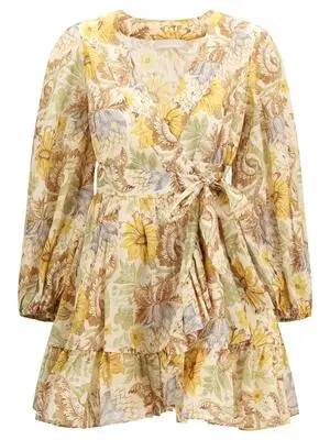 Zimmermann Daylight Wrap Mini Dress - Yellow