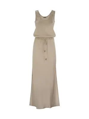 BRUNELLO CUCINELLI BRUNELLO CUCINELLI Fluid Satin Cady Twill Dress With Monile Embellishment
