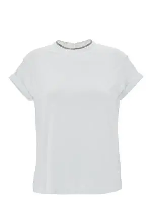 Brunello Cucinelli Cotton T-shirt With Monile Detail - Multicolor