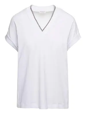 BRUNELLO CUCINELLI Brunello Cucinelli V-Neck T-Shirt With Monile Detail