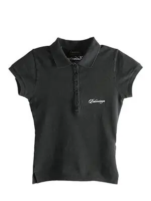 Balenciaga Point Collar Polo Top - Black