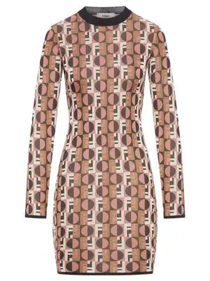 Fendi FENDI Optical Print Viscose Dress Multicolor