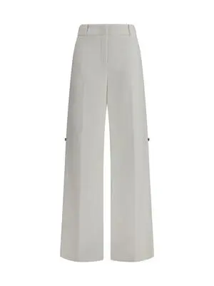 Fendi Cotton Pants With Embroidered Logo - White