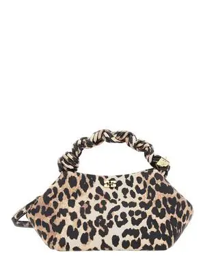 GANNI Small Bou Handbag With Woven Handle And Animalier Motif - Multicolor