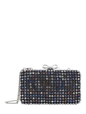 SELF-PORTRAIT Embellished Clutch With Bow Detail And Chain Strap - Multicolor