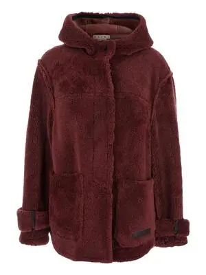 Marni Fur Hooded Jacket - Red