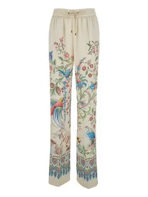 Etro ETRO Pants With Floral Print And Drawstring Waist Multicolor