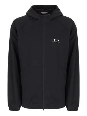 Balenciaga Zip Up Hooded Jacket - Multicolor