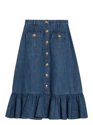 Valentino Garavani Denim Midi Skirt - Blue