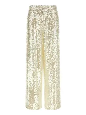 Alberta Ferretti Sequin Embellished Wide Leg Pants - White