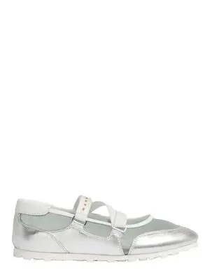 Marni Metallic Sneakers With Crossover Strap - Silver