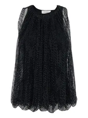 Sportmax Mesh And Rhinestone Embellished Sleeveless Top - Black