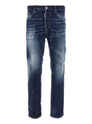 Dsquared2 642" Cotton Denim Jeans With Distressed Details - Blue