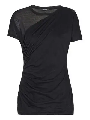 Balmain Cotton T-shirt With Draped Design - Multicolor