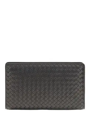 Bottega Veneta Agenda Clutch In Woven Nappa Leather - Brown