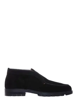 Santoni Suede Leather Ankle Boots - Black