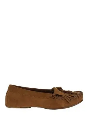 Paris Texas Indiana Distressed Loafers With Fringe Detailing - Brown