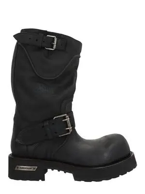 Balenciaga Leather Buckled Boots - Black