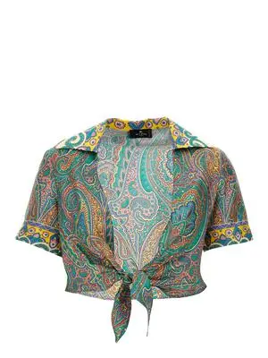 ETRO Etro Paisley Print Silk Shirt With Knot Detail