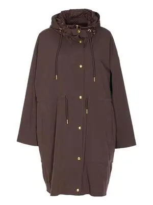 Moncler Quilted Long Parka - Brown