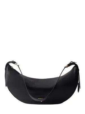 Prada Demi-lune Large Leather Shoulder Bag - Black