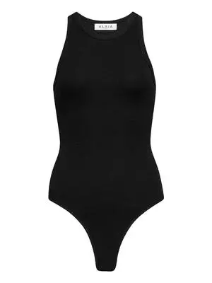 Alaïa Sculpting Rib Jersey Bodysuit - Black