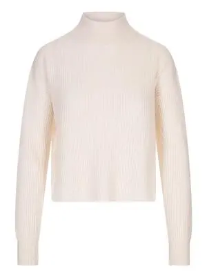 Max Mara Ribbed High Neck Sweater - White