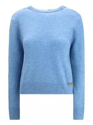 Marni Long-sleeve Crewneck Sweater With Back Tie Detail - Blue