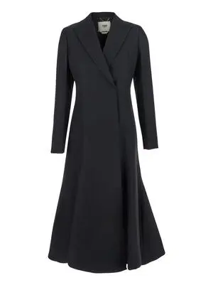 FENDI Fendi Black Wool Double-Breasted Flared Coat
