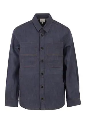 A.p.c. Cotton Denim Shirt With Patch Pockets - Blue