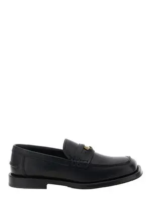 Moschino Berlin Leather Loafers With Metal Coin Detail - Black