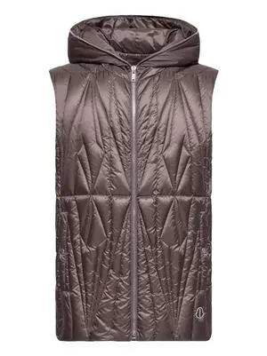 Moncler Quilted Hooded Down Vest - Brown