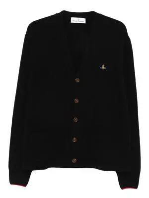 VIVIENNE WESTWOOD Orb Logo V-neck Cardigan - Black