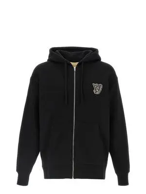 Valentino Garavani Zip-up Hoodie With Vg Patch - Black