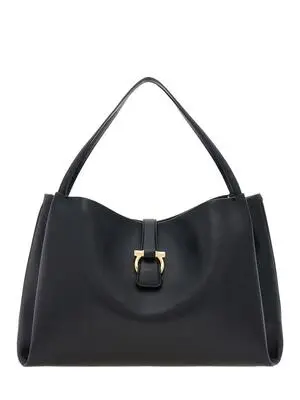 FERRAGAMO Large Softened Leather Tote Bag - Black
