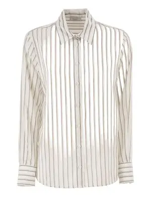 Peserico Striped Cotton And Silk Organza Shirt - Multicolor