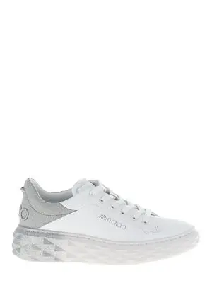 JIMMY CHOO Diamond Maxi F Ii Nappa Leather Sneakers With Dégradé Glitter - Silver