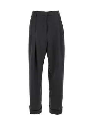 Dries Van Noten Wool Pants With Turn-up Hem - Multicolor