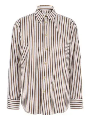 Bottega Veneta Classic Collar Striped Cotton Shirt - Multicolor