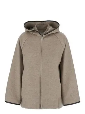 Bottega Veneta Wool And Cashmere Hooded Coat With Leather Trims - Multicolor