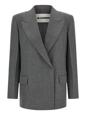JIL SANDER Double-breasted Wool Blazer - Gray