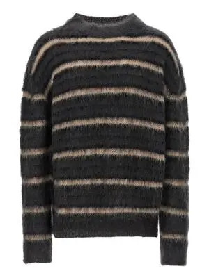 Marni Brushed Mohair Striped Sweater - Gray
