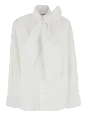 Saint Laurent White Cotton Poplin Lavallière Shirt - Multicolor