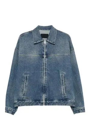 Prada Washed Denim Blouson Jacket - Blue