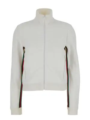 Gucci White Polyamide Crop Sweatshirt With Web Detail - Multicolor
