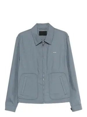 Prada Zip-up Shirt Jacket With Classic Collar - Gray