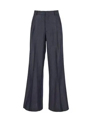 Etro Grey Wide Leg Wool Blend Trousers - Multicolor