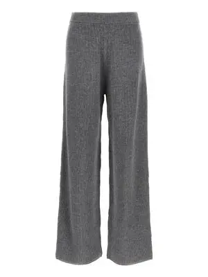 Sportmax SPORTMAX Ribbed Wool And Cashmere Wide Leg Trousers Gray