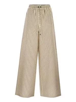 MAX MARA MAX MARA Wide-Leg Trousers In Striped Cotton And Silk Canvas