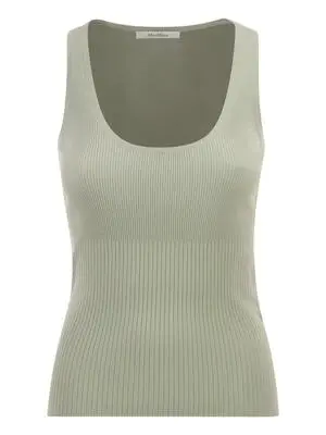 Max Mara Sleeveless Ribbed Viscose Blend Top - Green